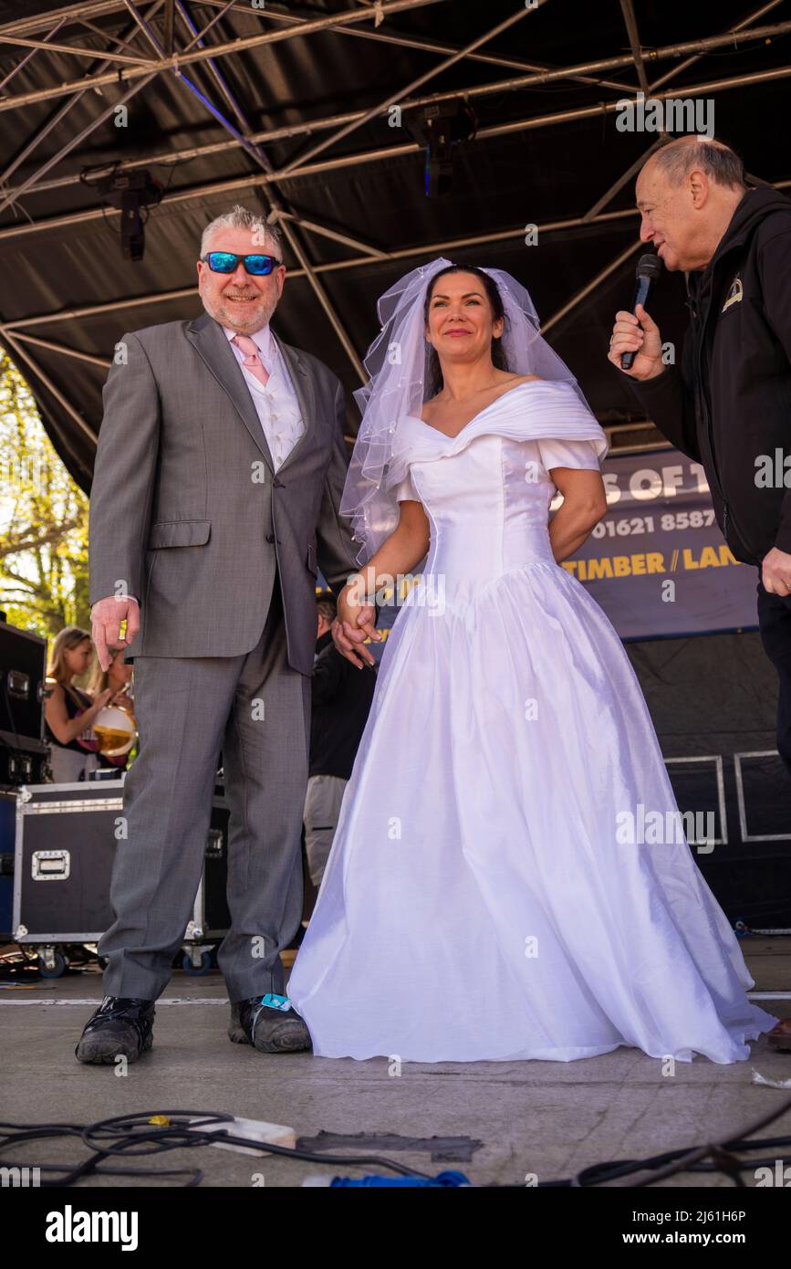 Married couple in their wedding attire, about to compete at the Maldon ...