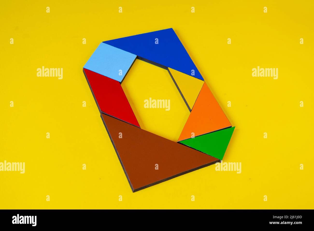 Colorful number 0 made with tangram toy, colored tangram number zero ...