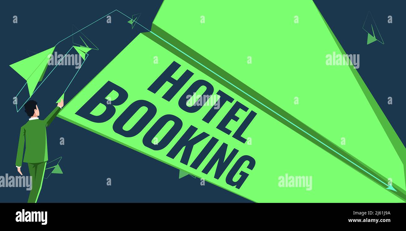 Sign displaying Hotel Booking. Business idea Online Reservations ...