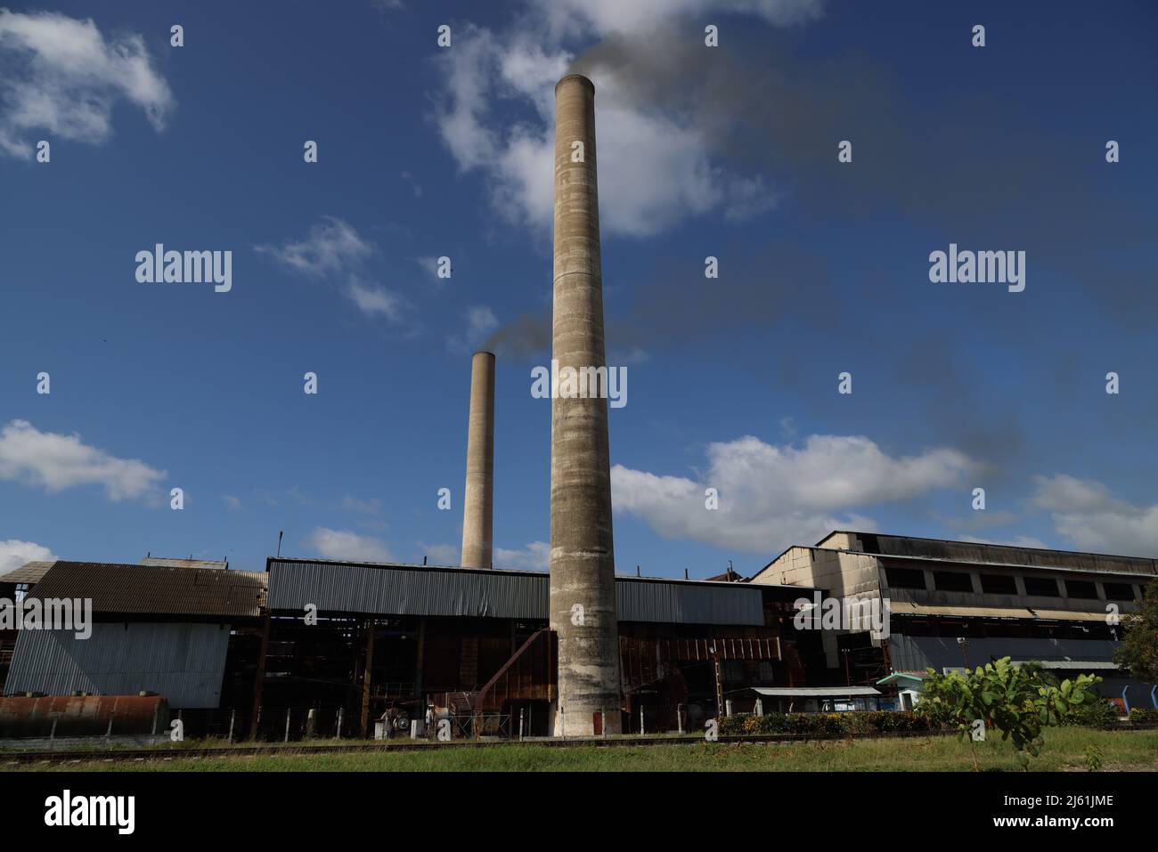 The chimneys of a sugar factory in the Vally de los Ingenios, Cuba ...