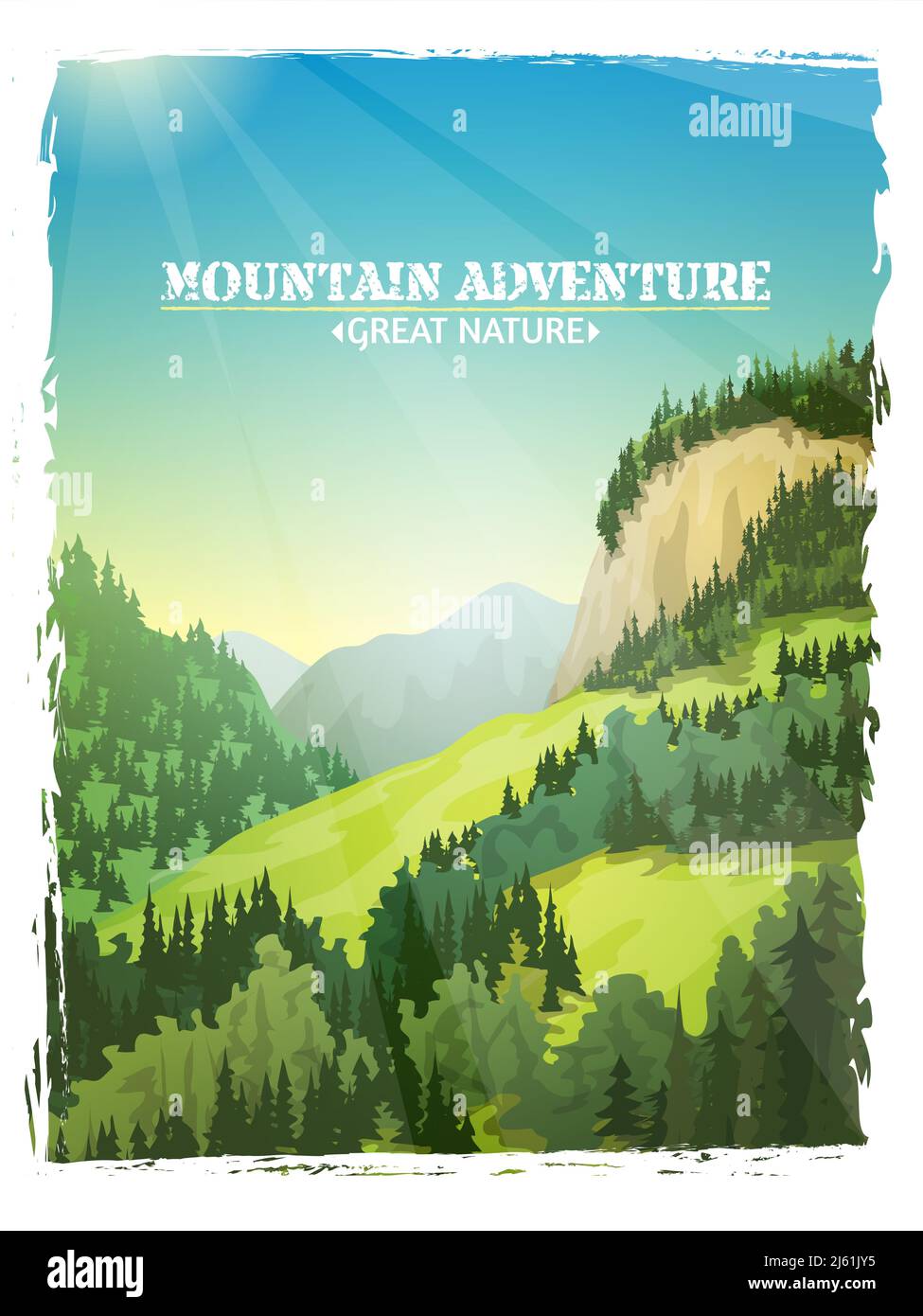 Mountains sunny green slopes landscape design travel outdoor adventures ...