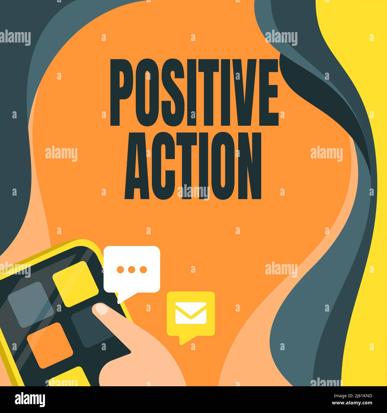 Text caption presenting Positive Action. Business concept doing good ...