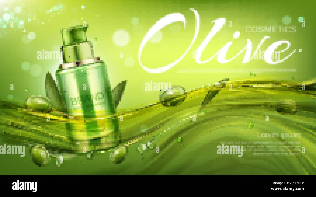 Olive cosmetics pump bottle, natural beauty product, eco cosmetic tube ...