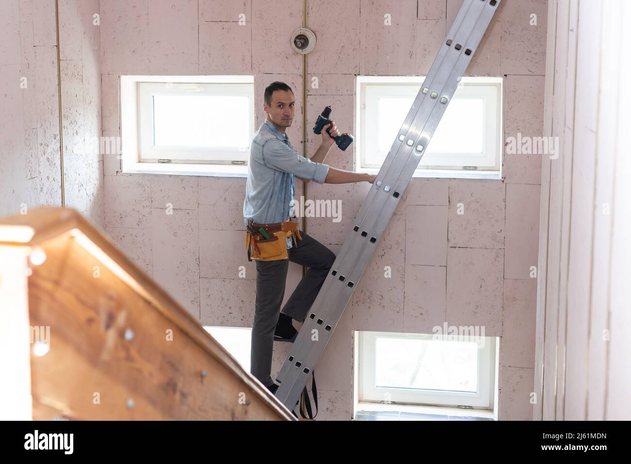 Electrician prepare to wire electric system Stock Photo - Alamy