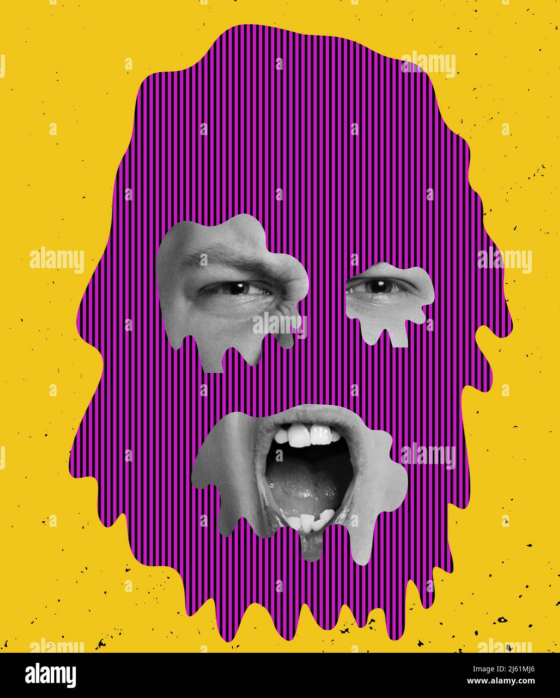 Contemporary colorful and conceptual bright art collage. Young man ...