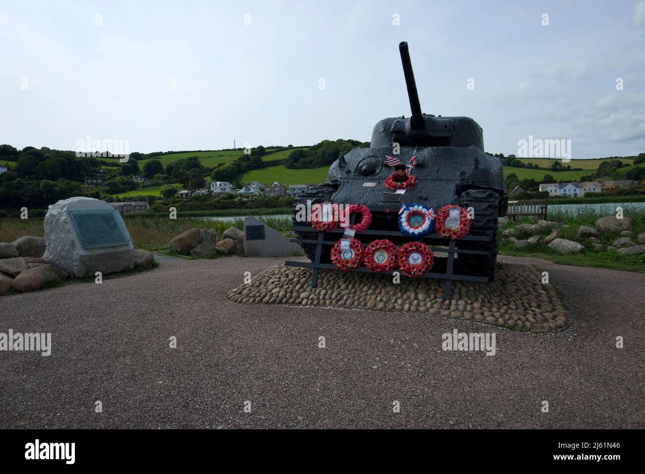 Sherman Tank at Torcross in Devon England UK Stock Photo - Alamy