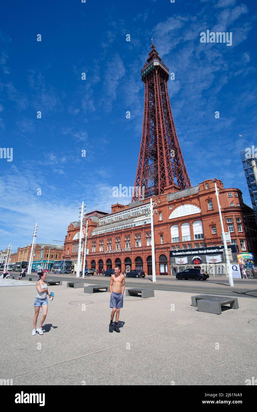 Blackpool Tower Against A Blue Sky In The British Resort Of Blackpool ...