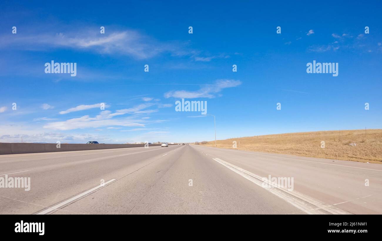 Driving on an interstate highway in suburban America Stock Photo - Alamy