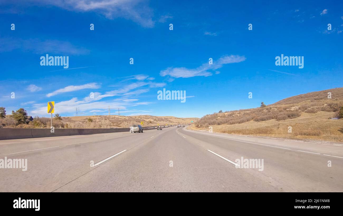 Driving on an interstate highway in suburban America Stock Photo - Alamy