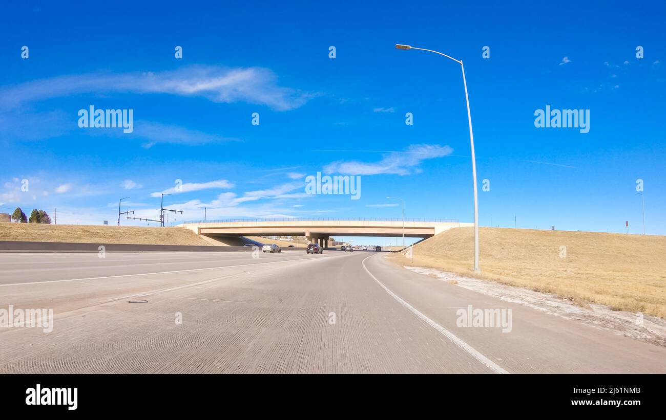 Driving on an interstate highway in suburban America Stock Photo - Alamy