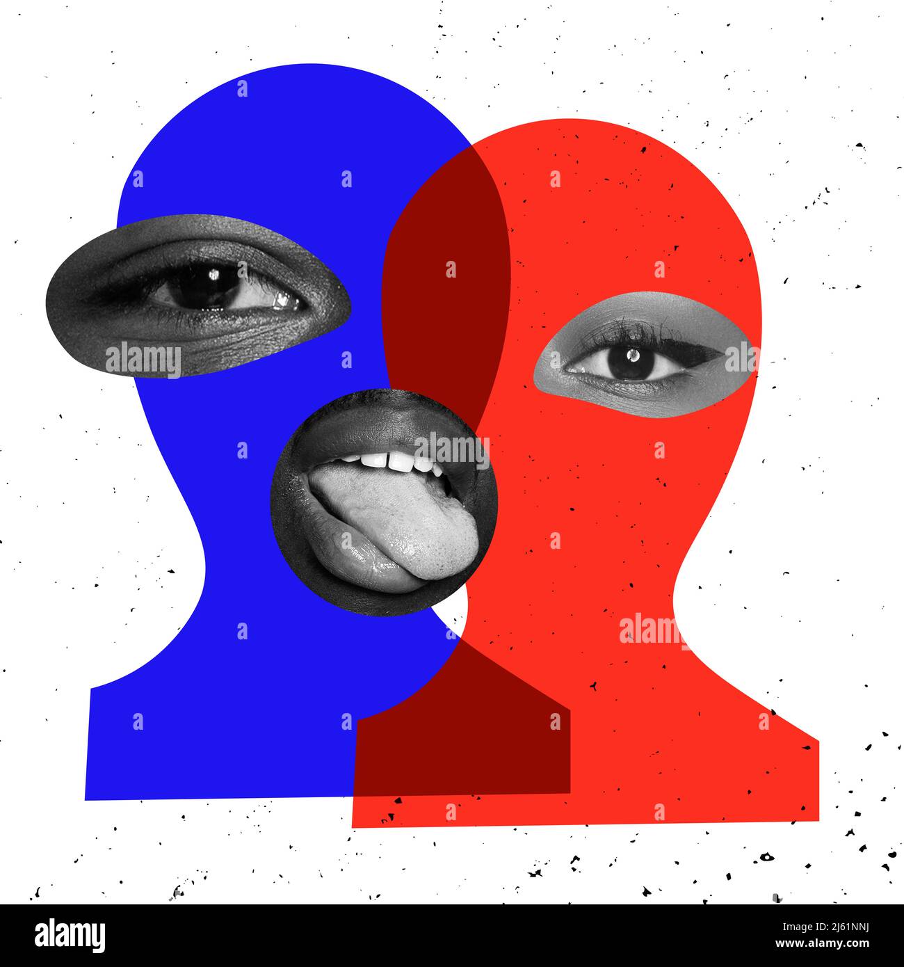 Contemporary colorful and conceptual bright art collage. Male and ...