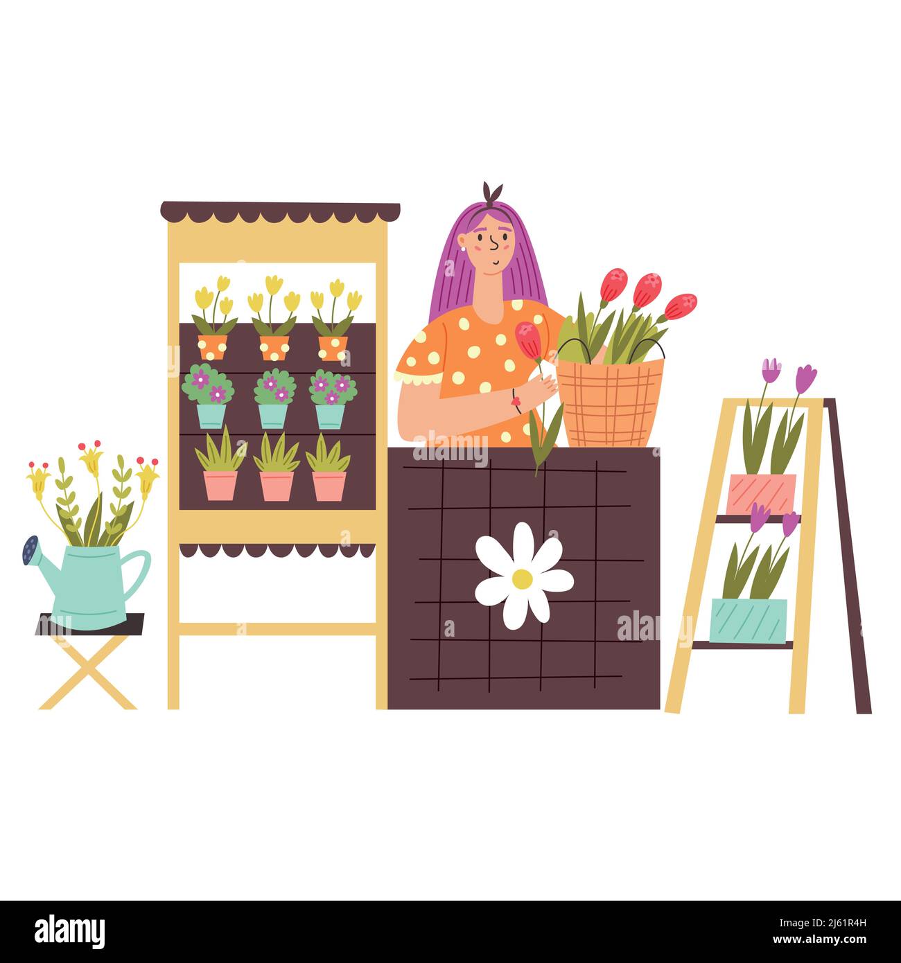Stall of flowers Stock Vector Images - Alamy