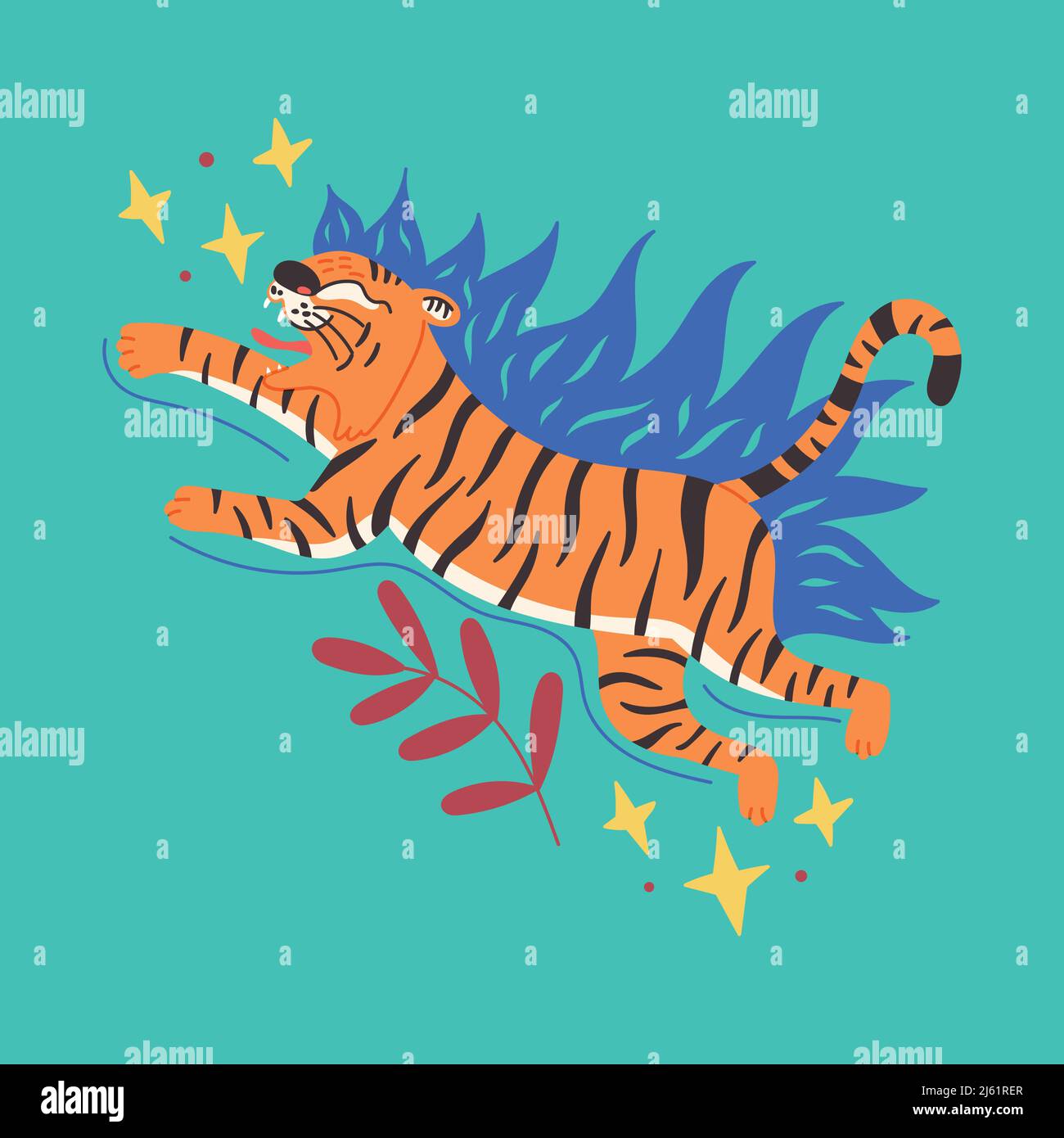 Vintage chinese tiger illustration hi-res stock photography and images ...