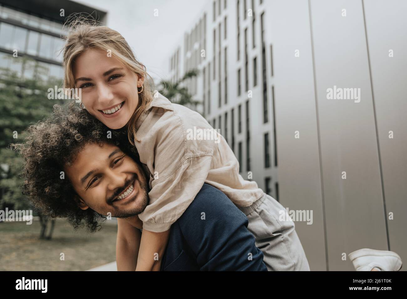 Portrait happy boyfriend piggybacking hi-res stock photography and ...
