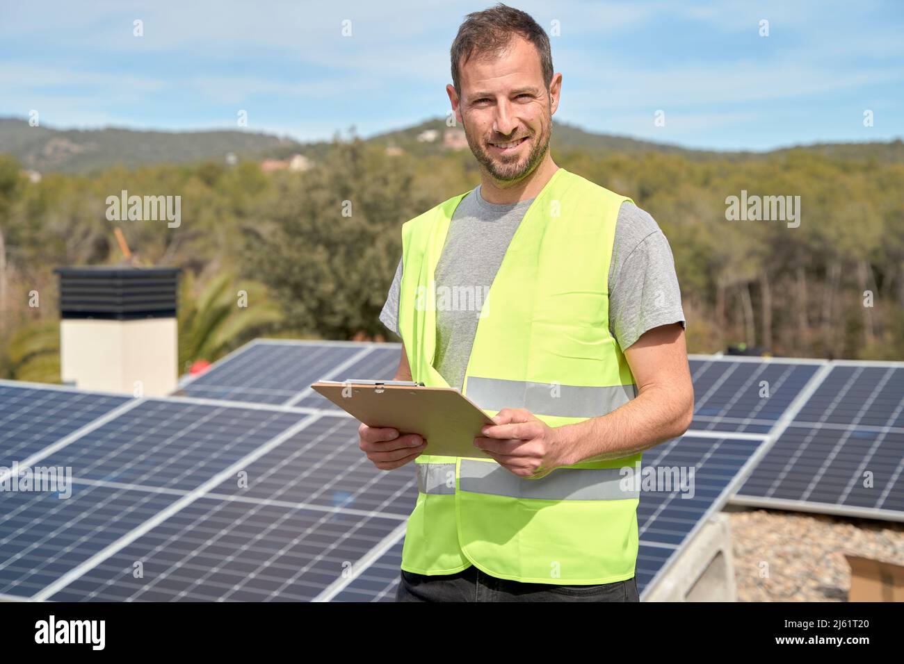 Technician smiling camera in solar hi-res stock photography and images ...