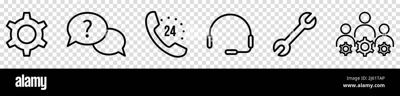 Set of technical support line icons. Vector illustration isolated on ...