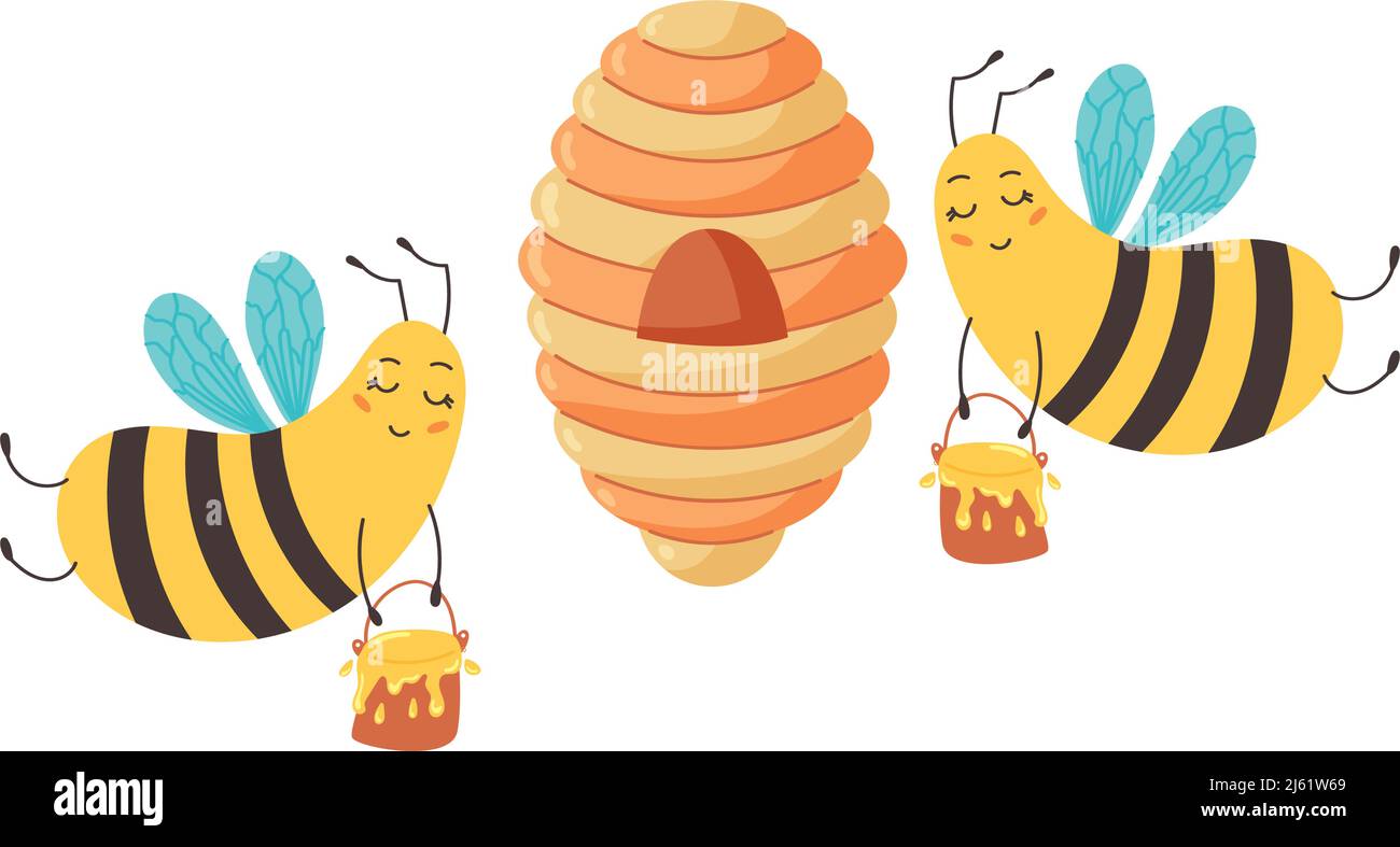 Cute cartoon illustration busy bees hi-res stock photography and images ...