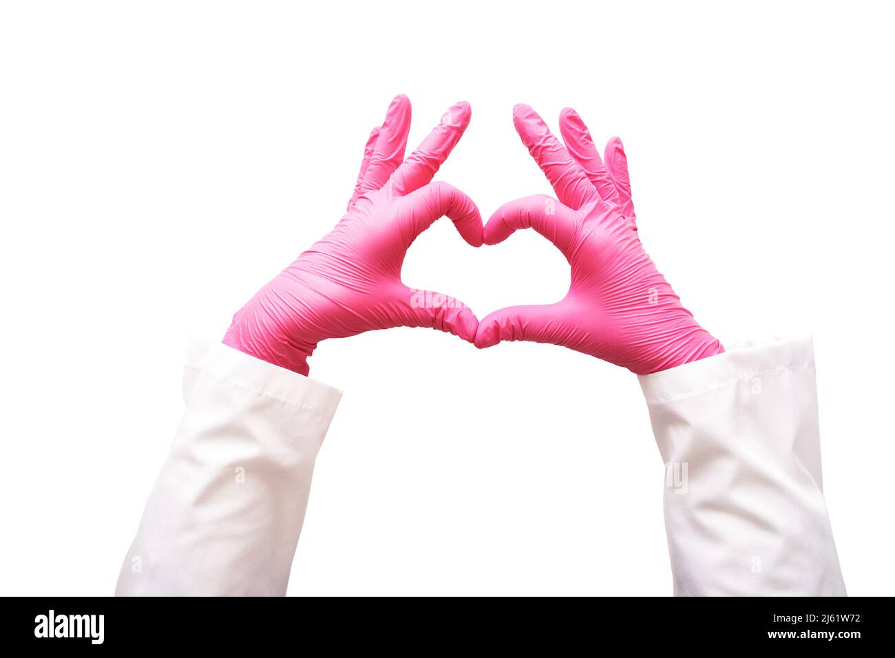 Heart in Medical glove. Surgery doctor hand. Medicine healthcare ...