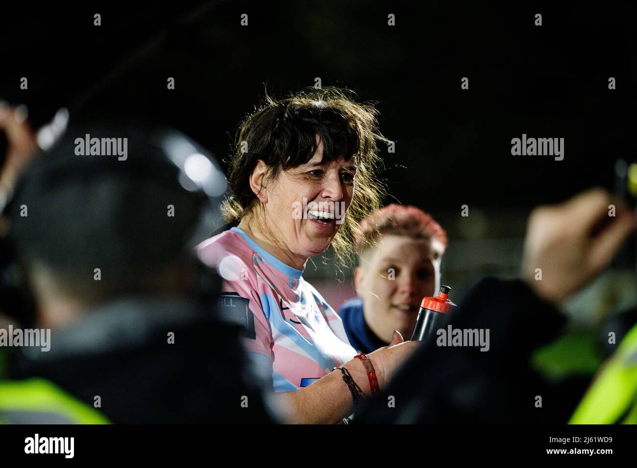 TRUK player Paula Griffin at the Football vs Transphobia challenge ...