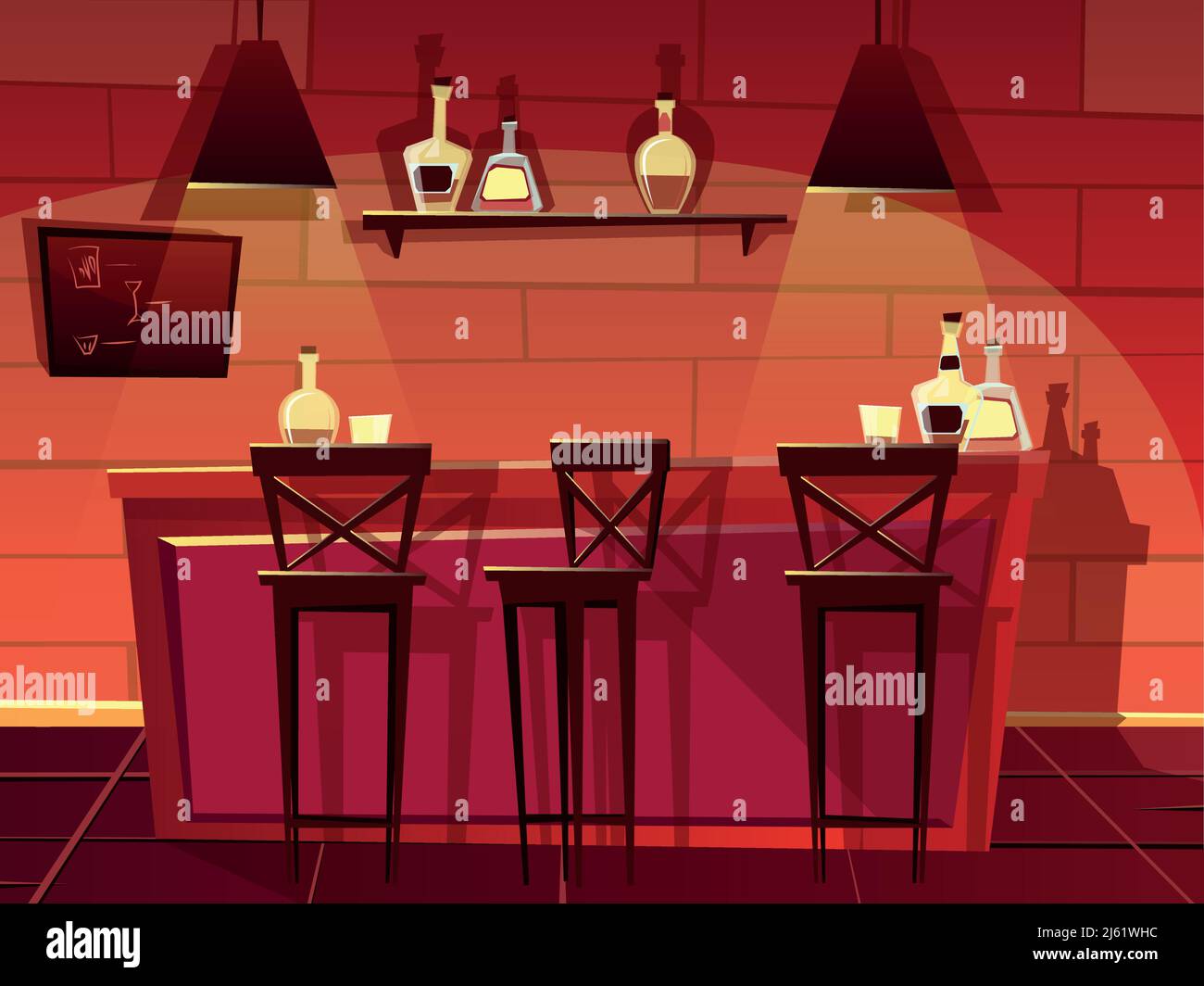Bar or pub counter vector illustration. Cartoon flat front interior ...