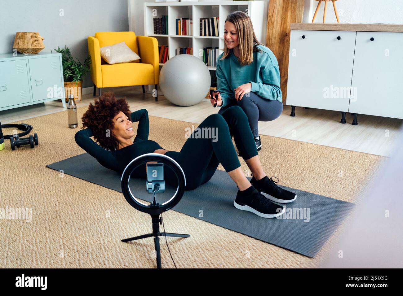 Smiling women exercise hi-res stock photography and images - Alamy