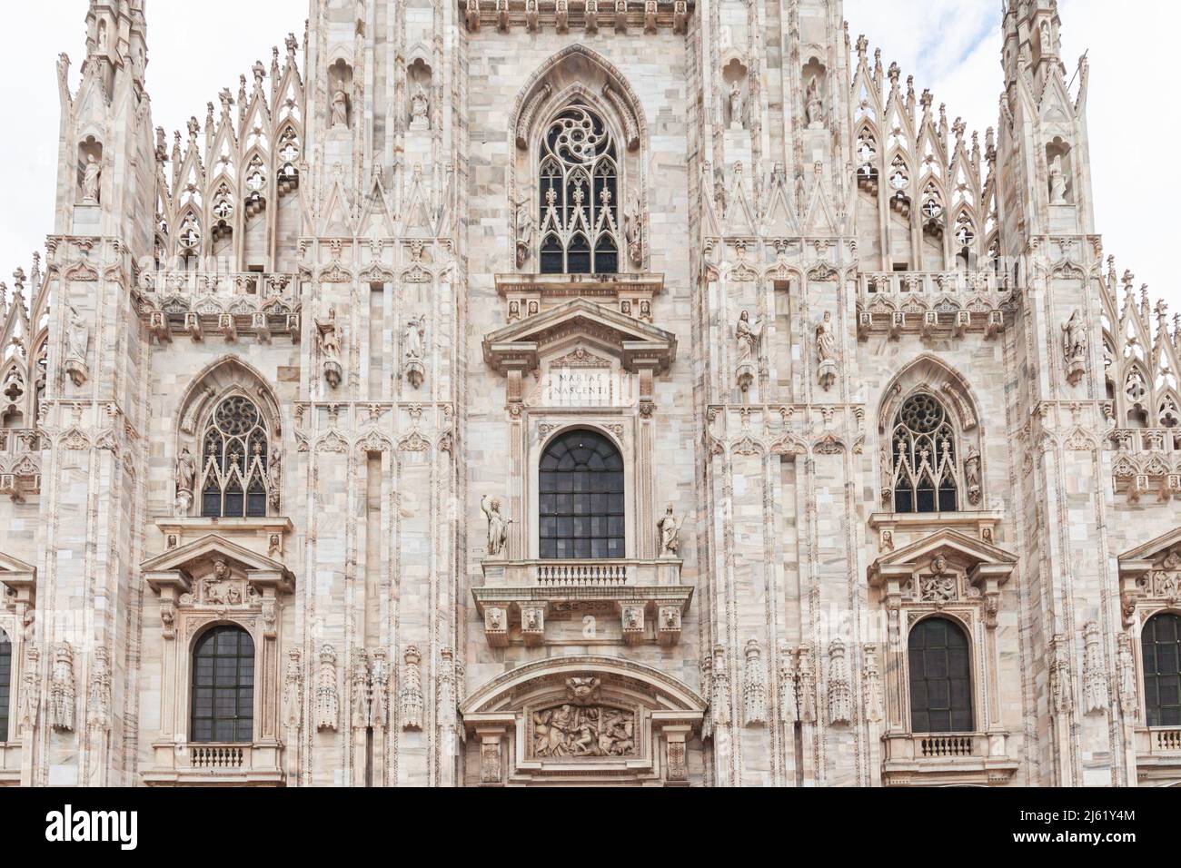 Detail of the Milan Cathedral (Duomo of Milan) facade, Italy. Duomo di ...