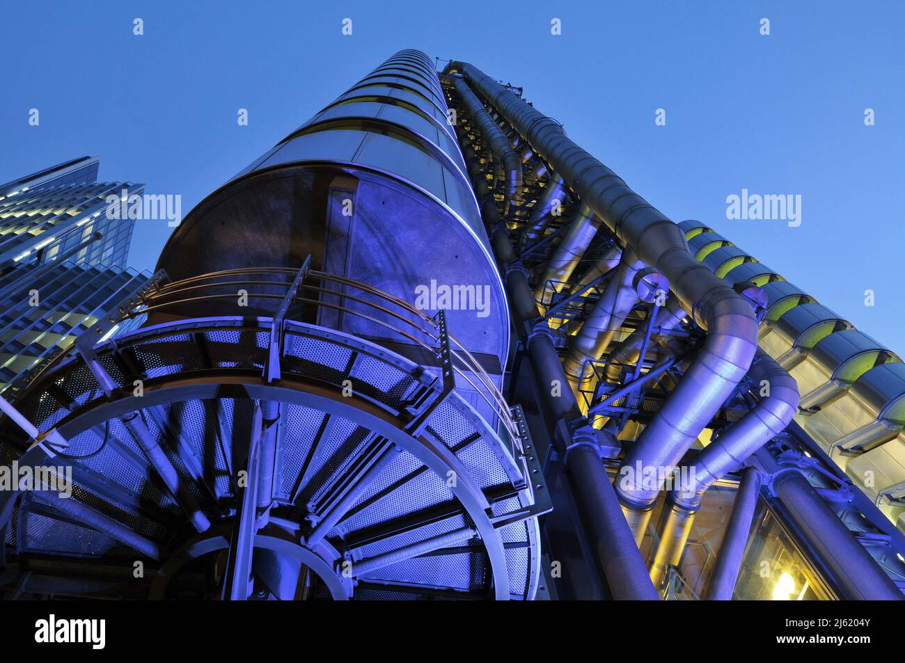 Lloyds Building, modern high-rise structure at dusk. Designed by ...
