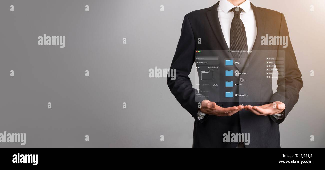 Document management concept. Virtual screen icons Document Management ...