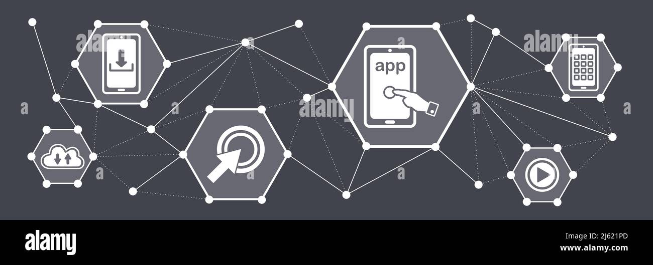 Concept of app with connected icons Stock Photo - Alamy