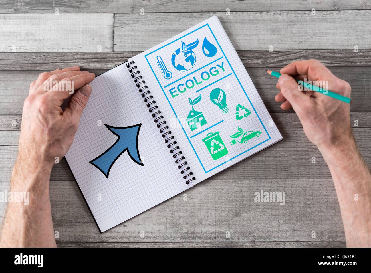 Ecology concept drawn on a notepad Stock Photo - Alamy