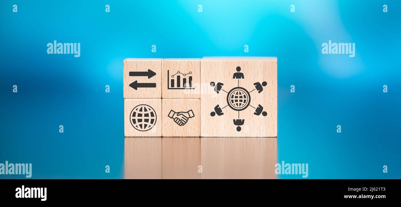 Wooden blocks with symbol of bpo concept on blue background Stock Photo ...