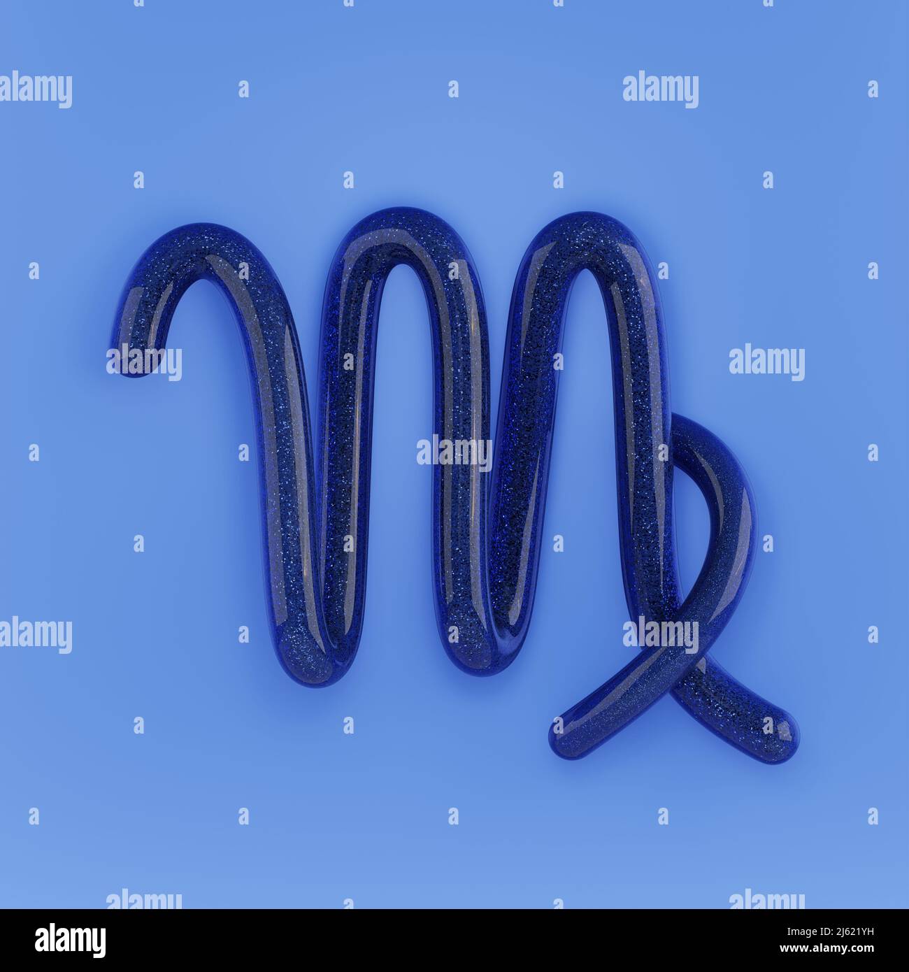 3D illustration of Virgo Zodiac sign. Glittering and shining blue Virgo ...