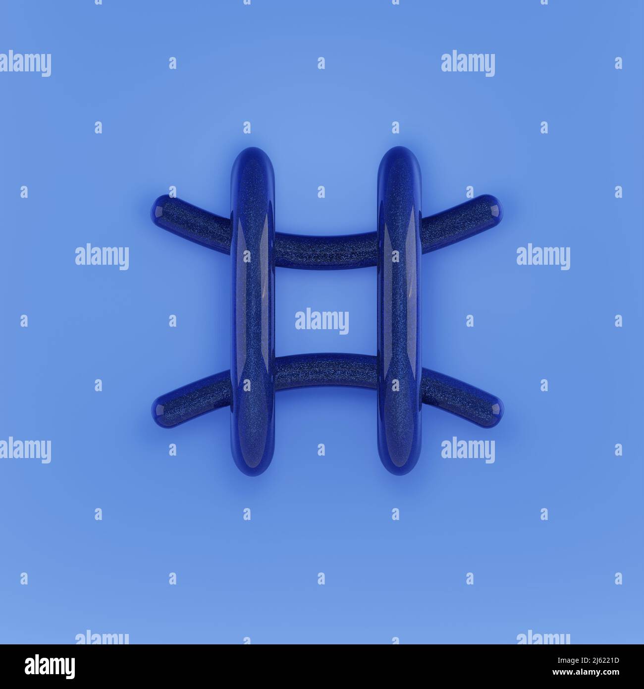 3D illustration of Gemini Zodiac sign. Glittering and shining blue ...
