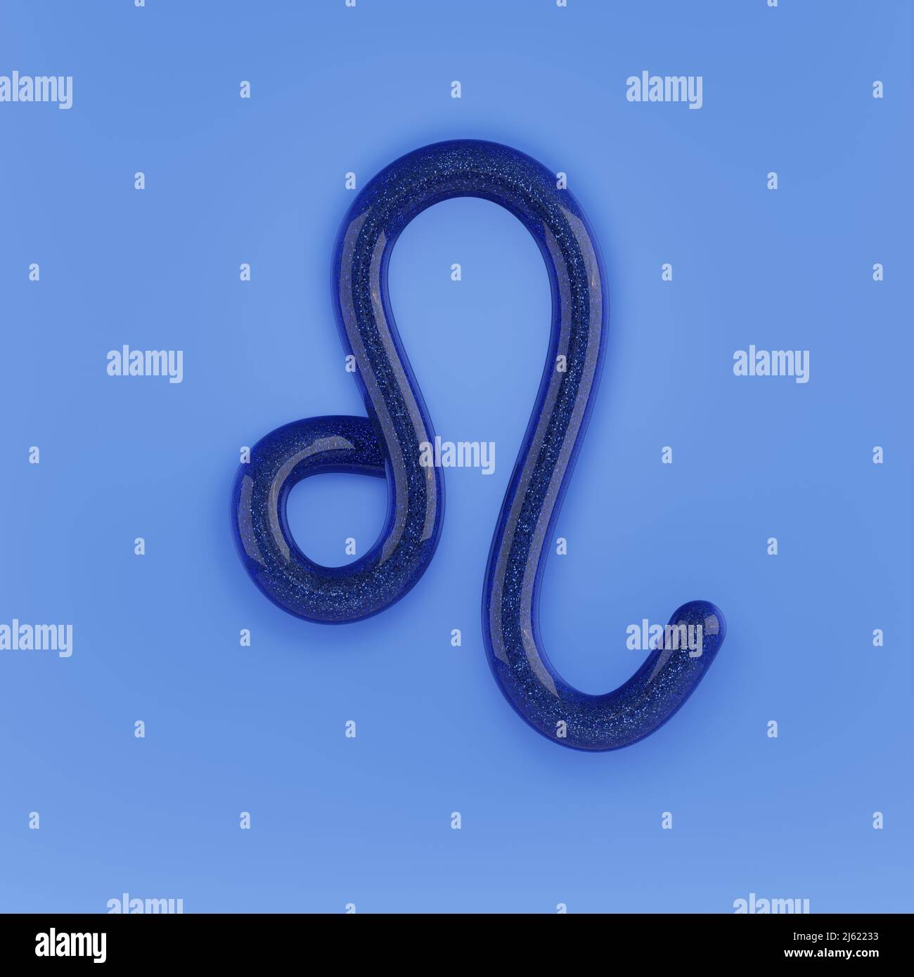 3D illustration of Leo Zodiac sign. Glittering and shining blue Leo ...
