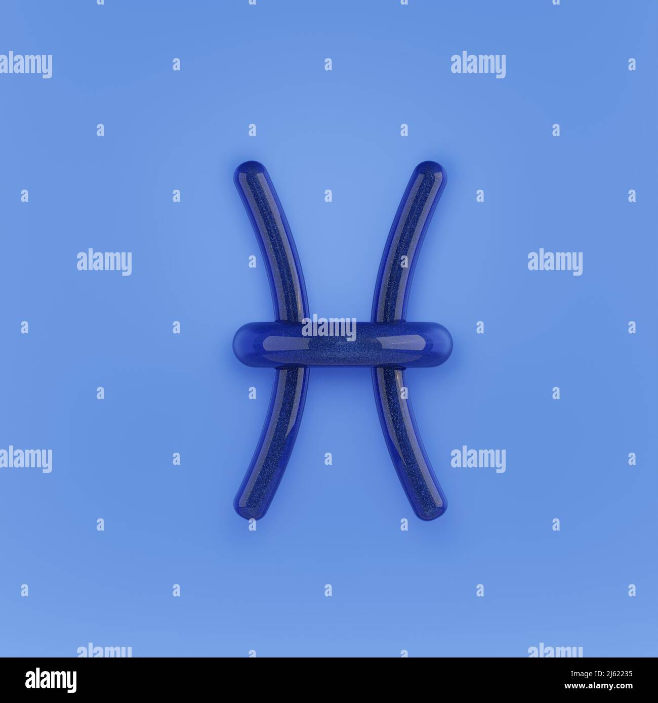 3D illustration of Pisces Zodiac sign. Glittering and shining blue ...
