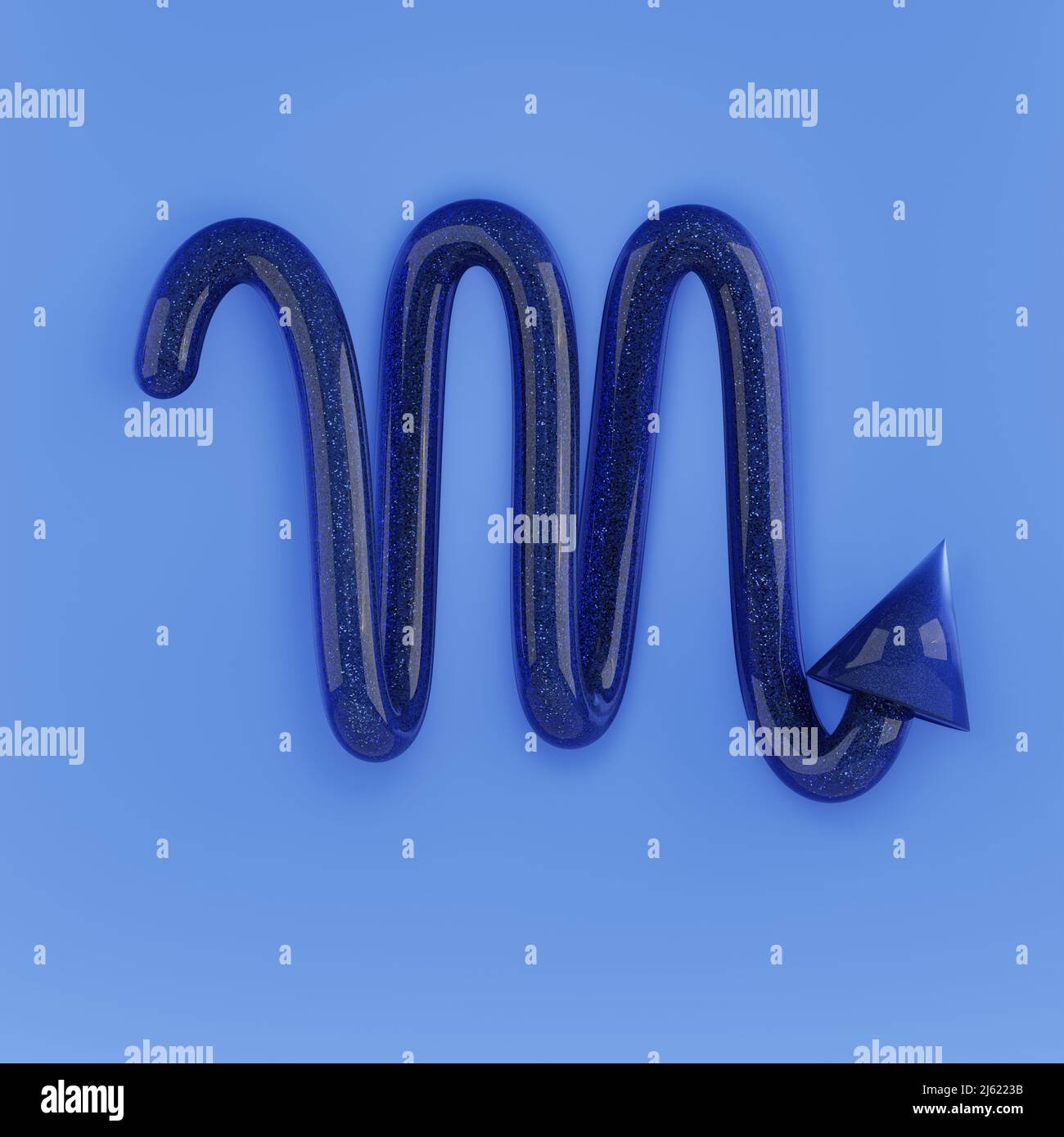 3D illustration of Scorpio Zodiac sign. Glittering and shining blue ...