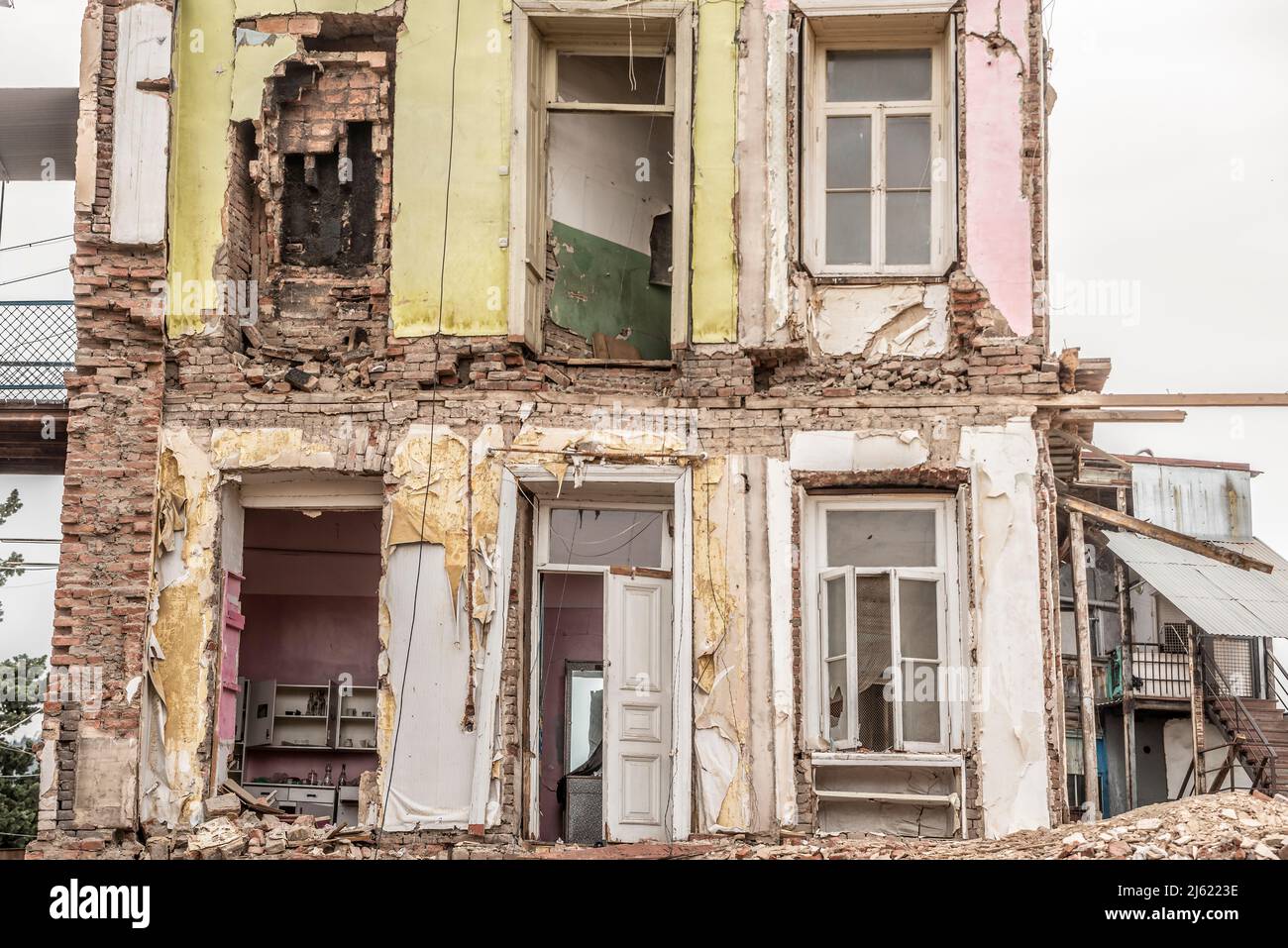 old abandoned building apocalypse background Stock Photo - Alamy