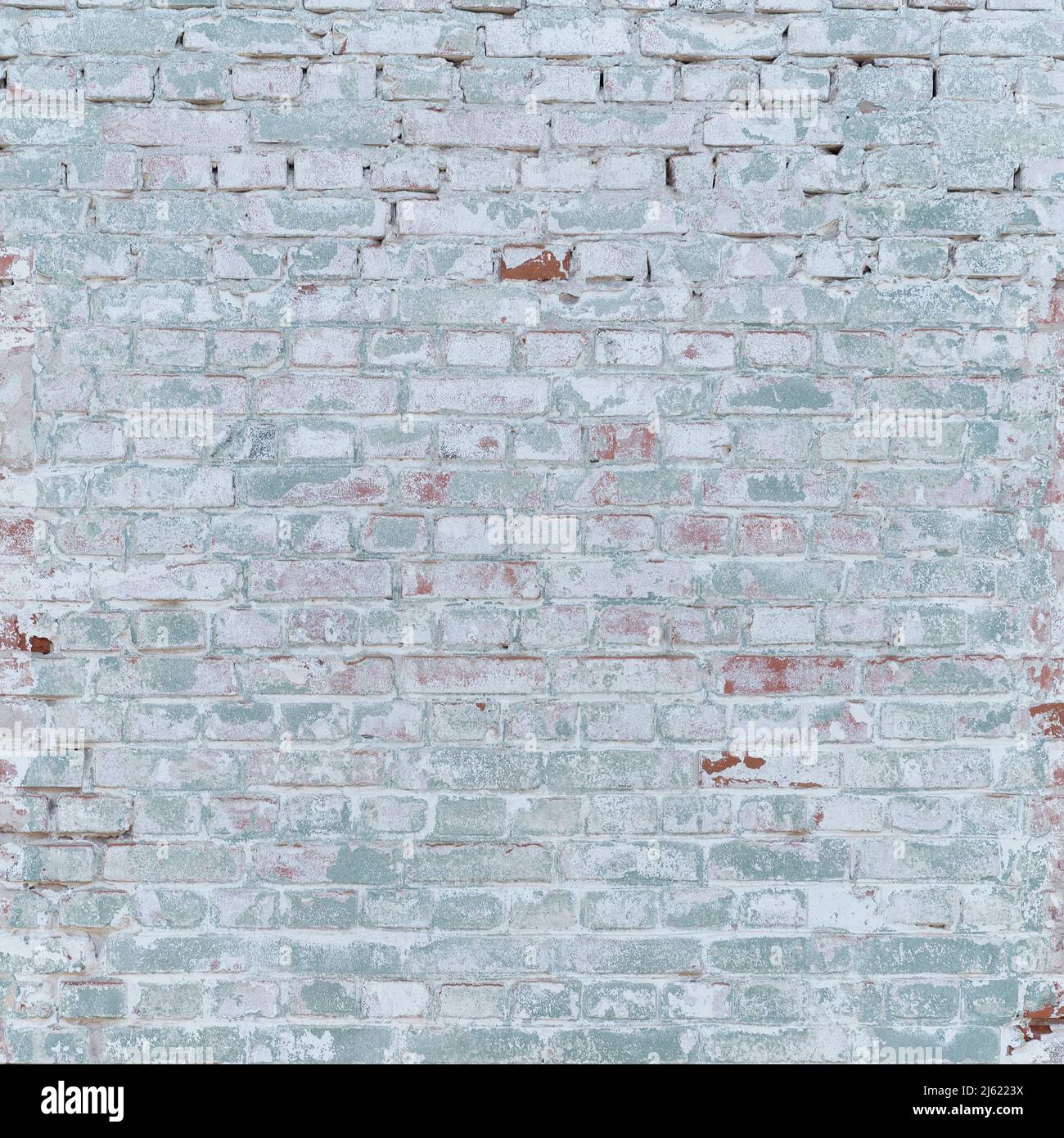 Gray-green brick wall weathered with age with remains of lime Stock ...