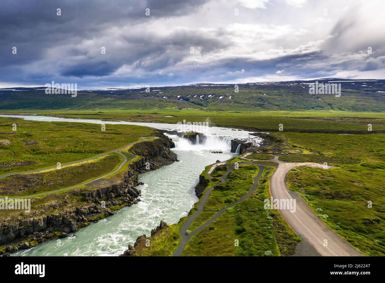 Aerial view of the Godafoss waterfall in Iceland Stock Photo - Alamy