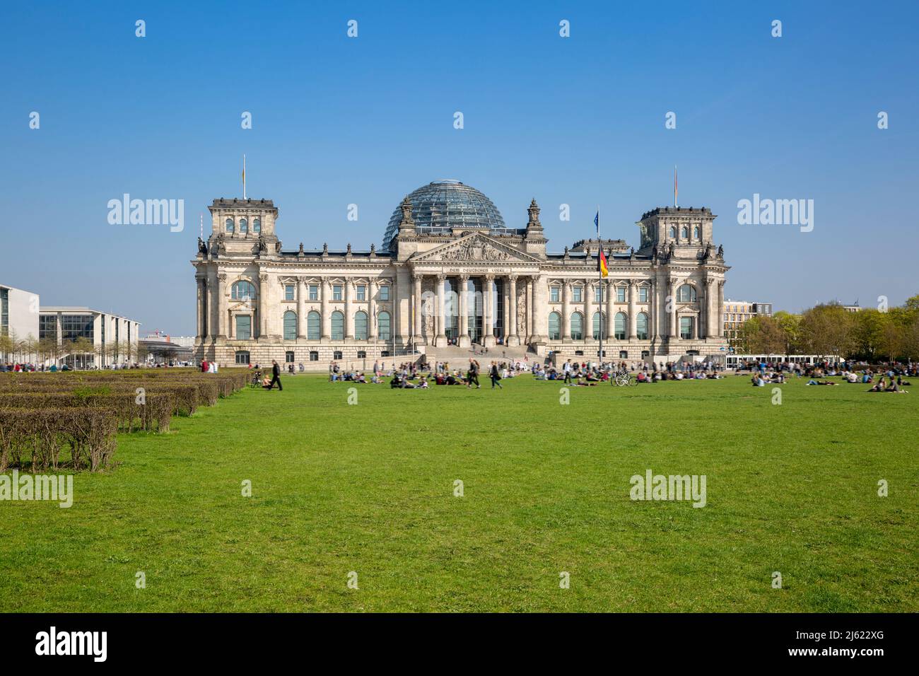 Germany, Berlin, Green lawn in front of Reichstag building Stock Photo ...