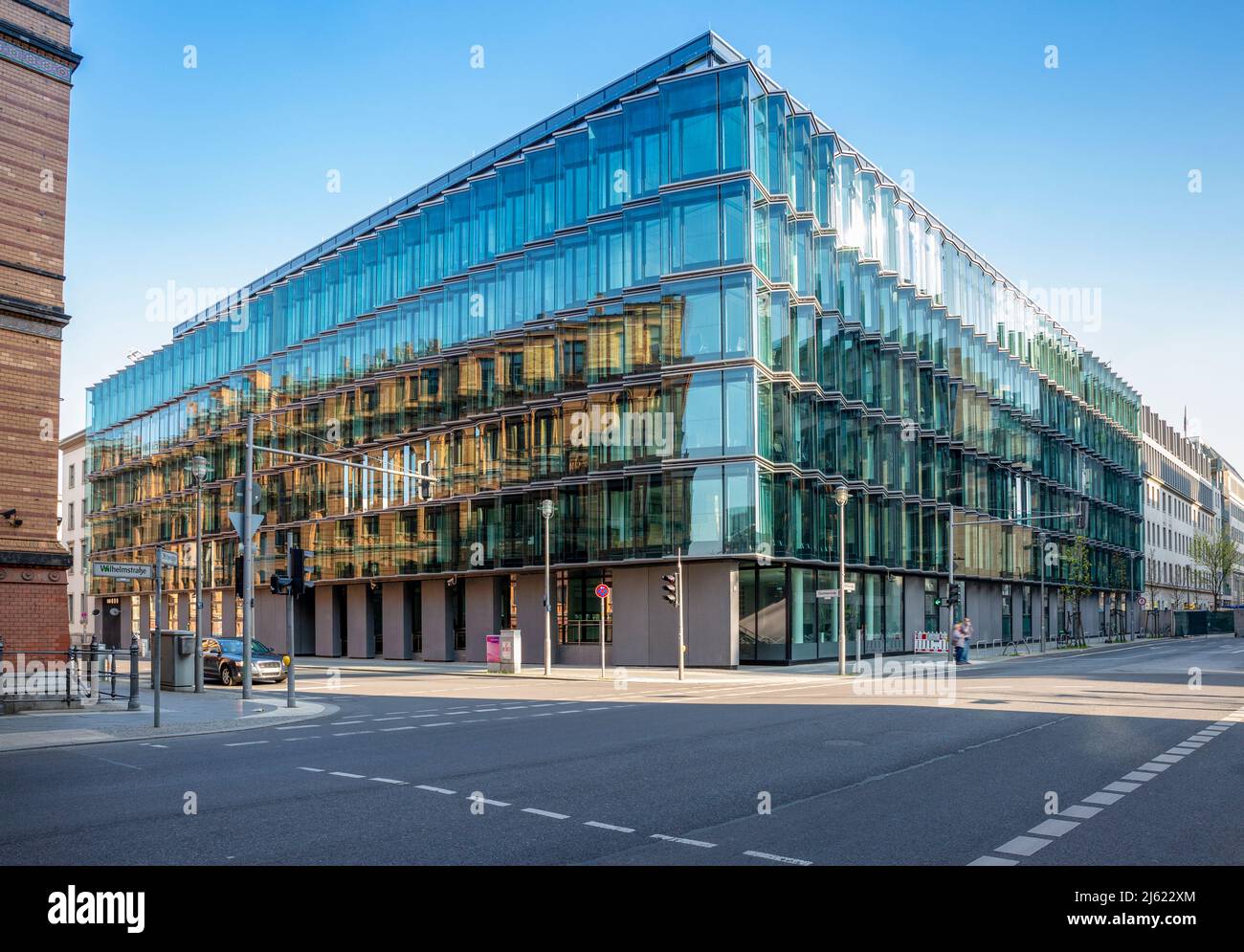 Road intersection front glass facade modern building hi-res stock ...