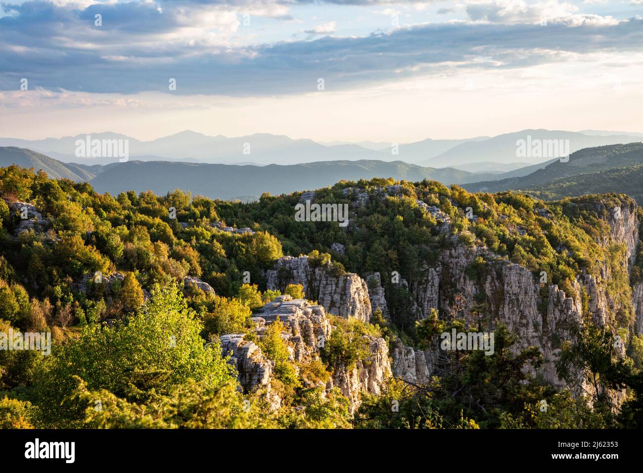 Greece, Epirus, Cliffs of Vikos-Aoos National Park in summer Stock ...