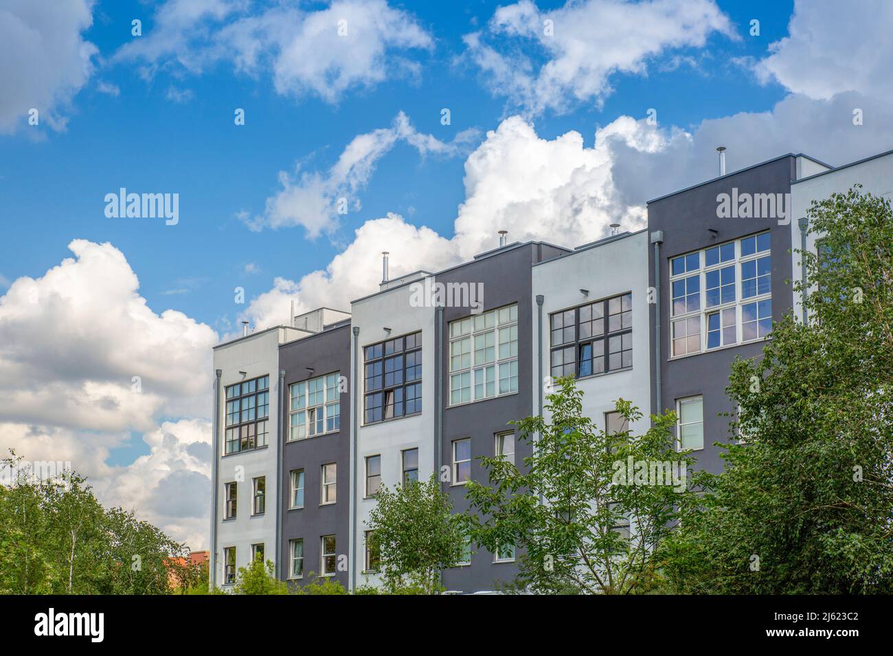 Row narrow apartment buildings new development area hi-res stock ...