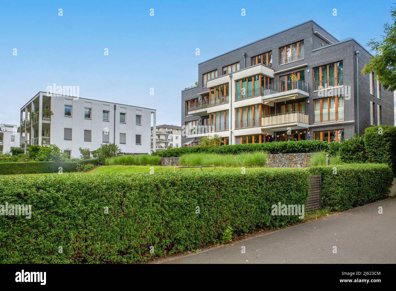 Hedge front modern apartment building new development area hi-res stock ...