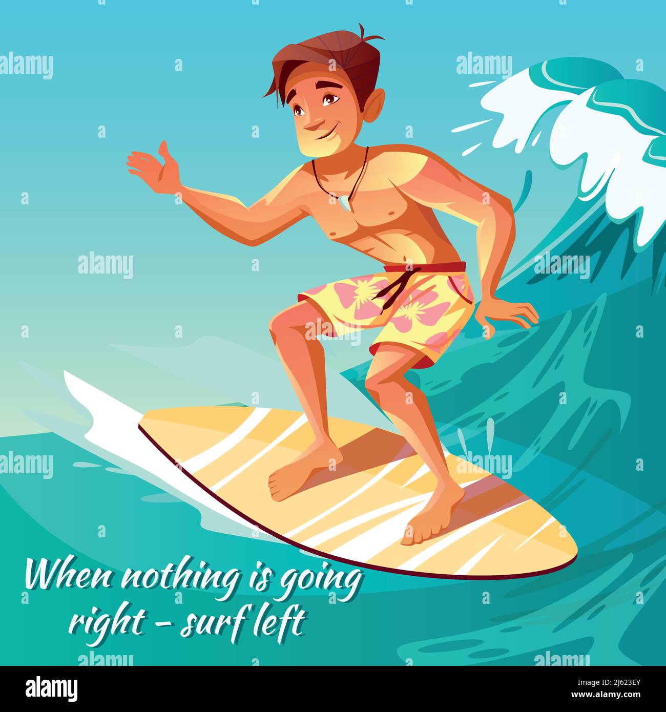 Teen Surfing Water Wave Stock Vector Images Alamy