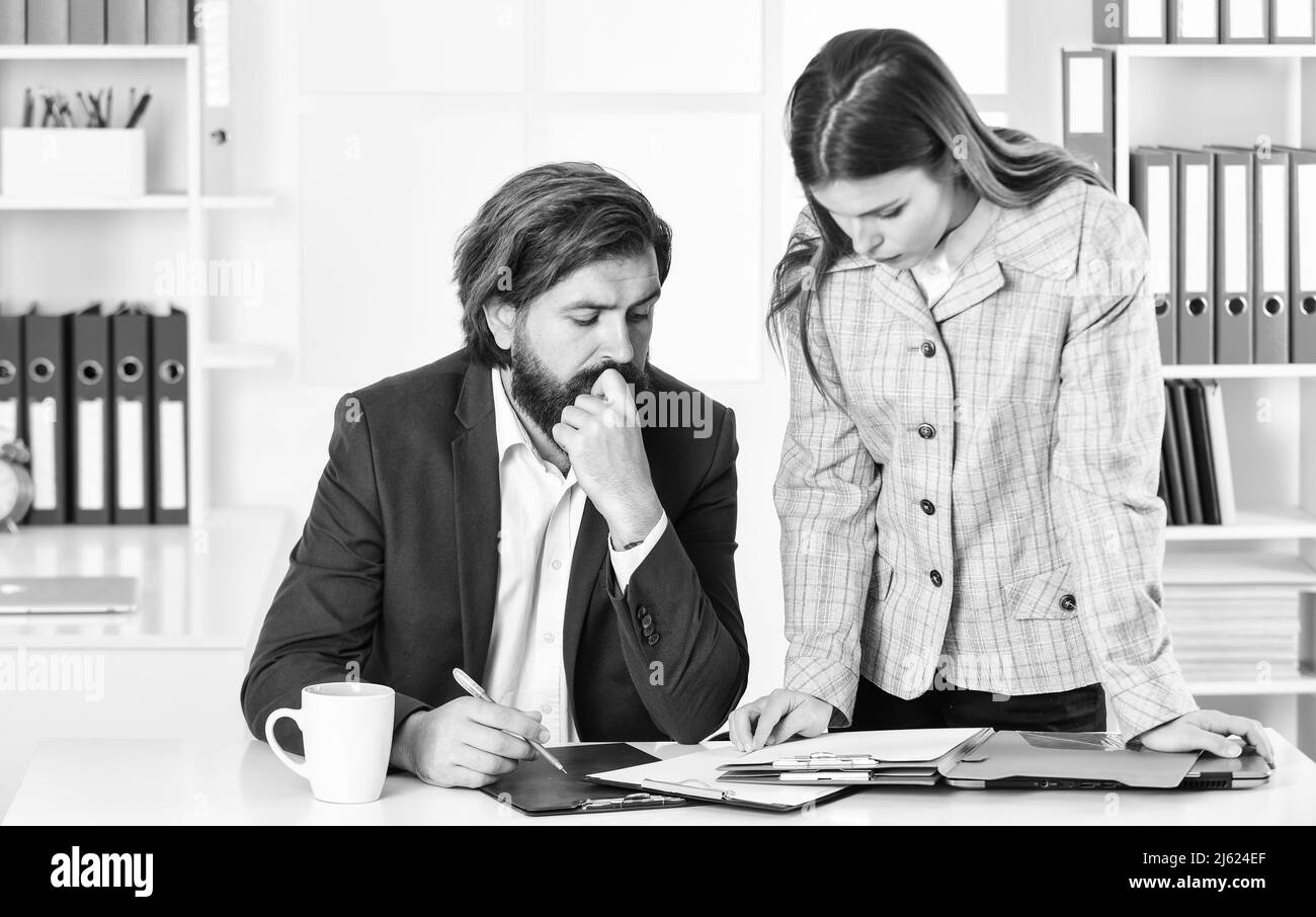 Boss manager director. Office secretary. Couple in office. Business ...