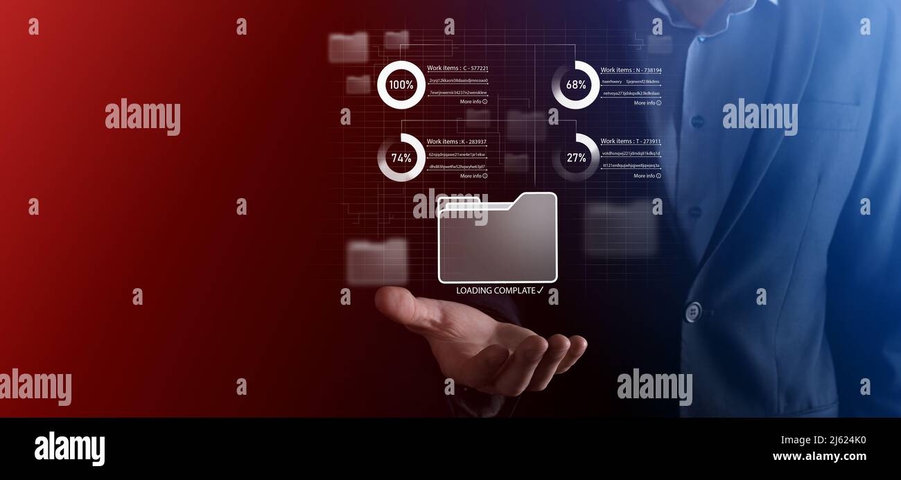 Business developer hand using board framework on virtual modern computer showing innovation ...