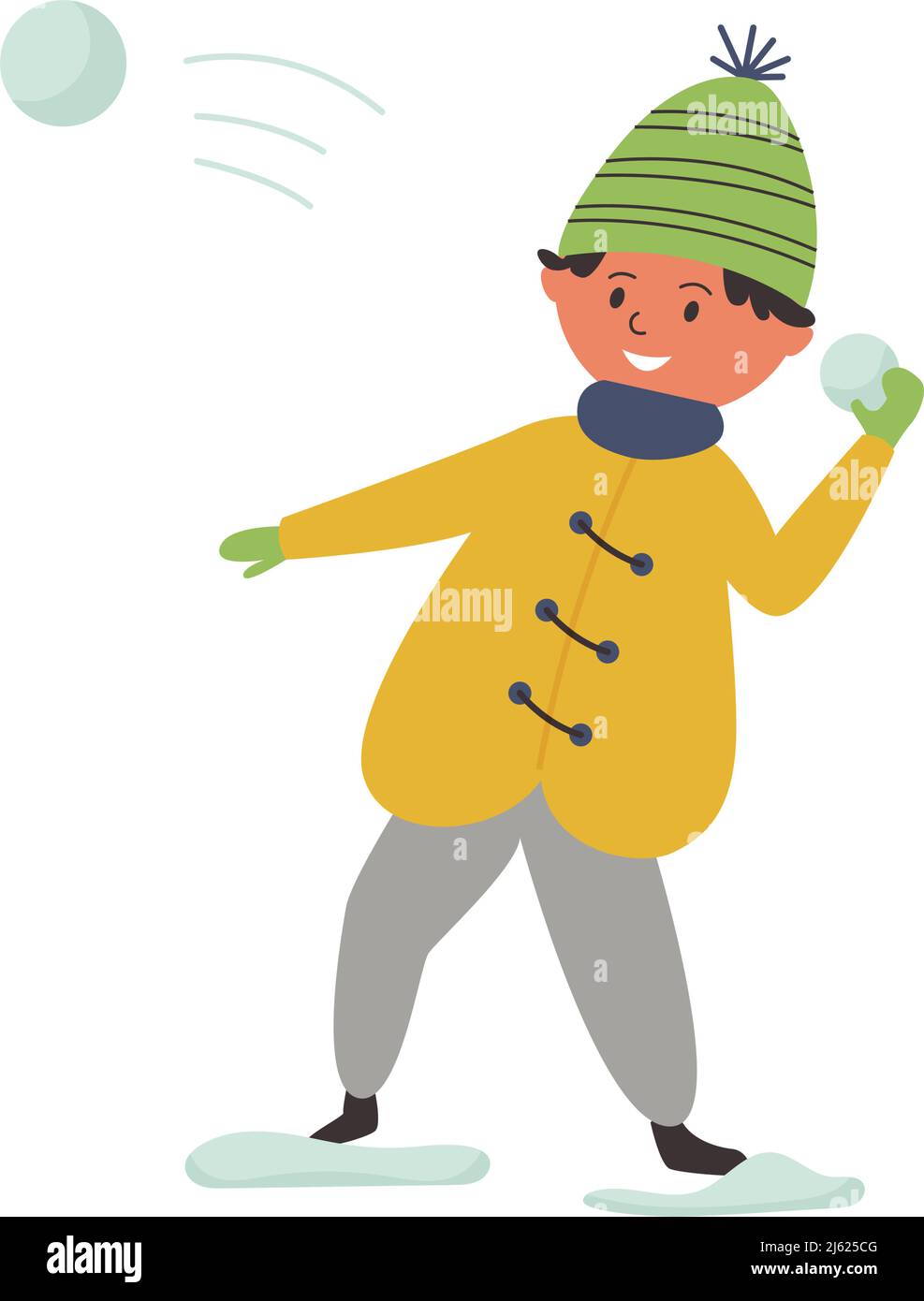 Snowball fight cartoon illustration Cut Out Stock Images & Pictures - Alamy