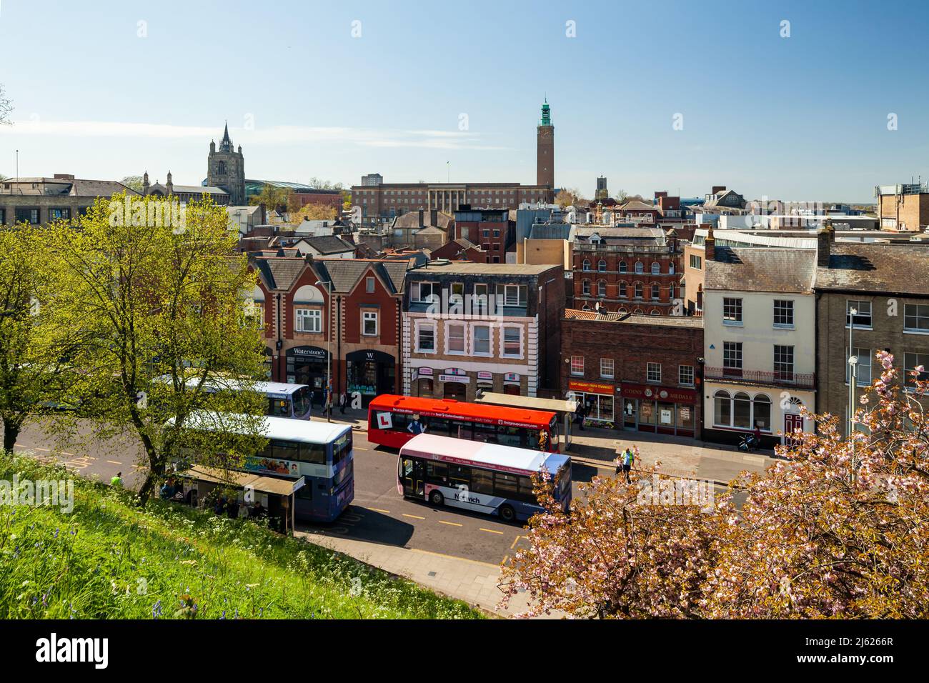 Spring afternoon in Norwich city centre, Norfolk, England Stock Photo ...