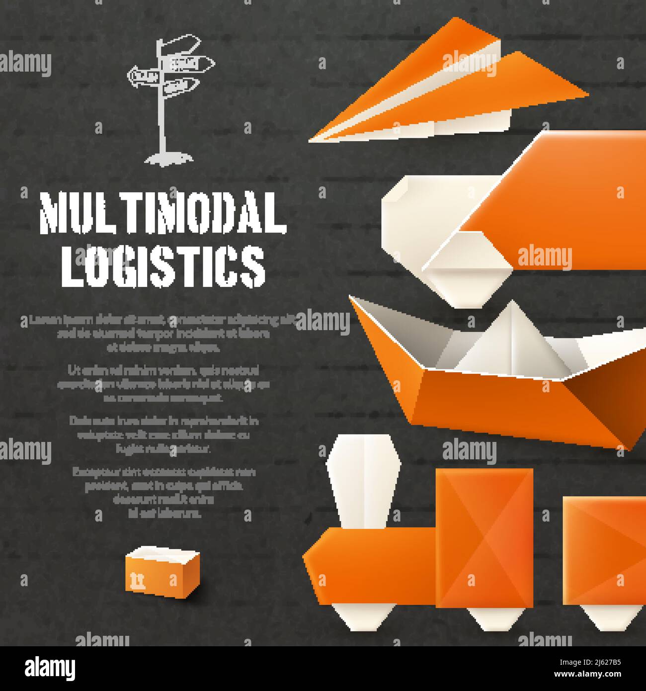 Origami logistic freight and transportation background with paper ...